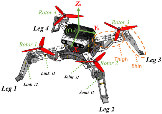 Motion Control of a Hybrid Quadruped-Quadrotor Robot