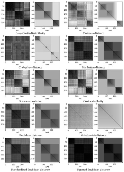 Visual Assessment of Cluster Tendency with Variations of Distance Measures