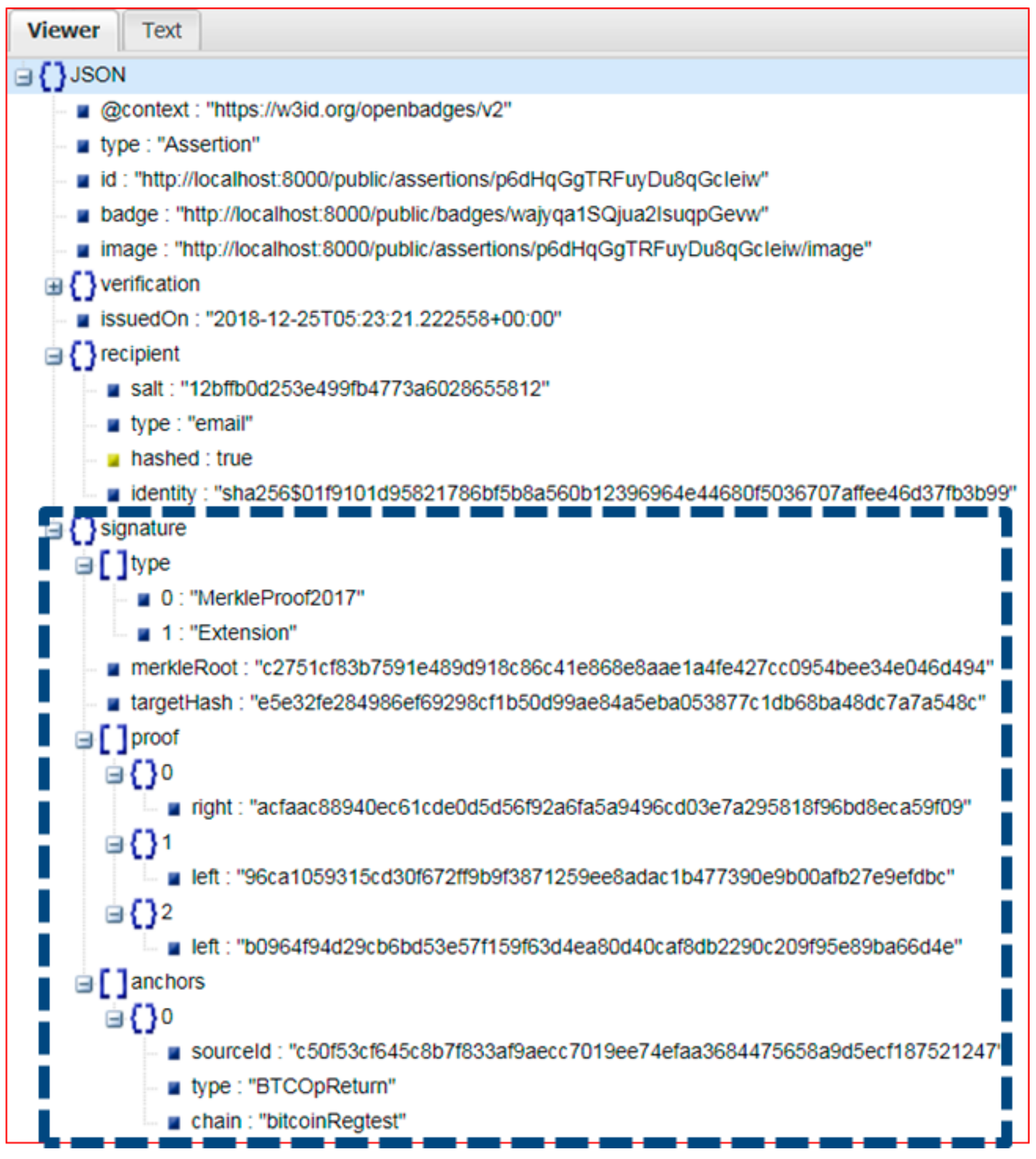 Blockchain-Based Badge Award with Existence Proof