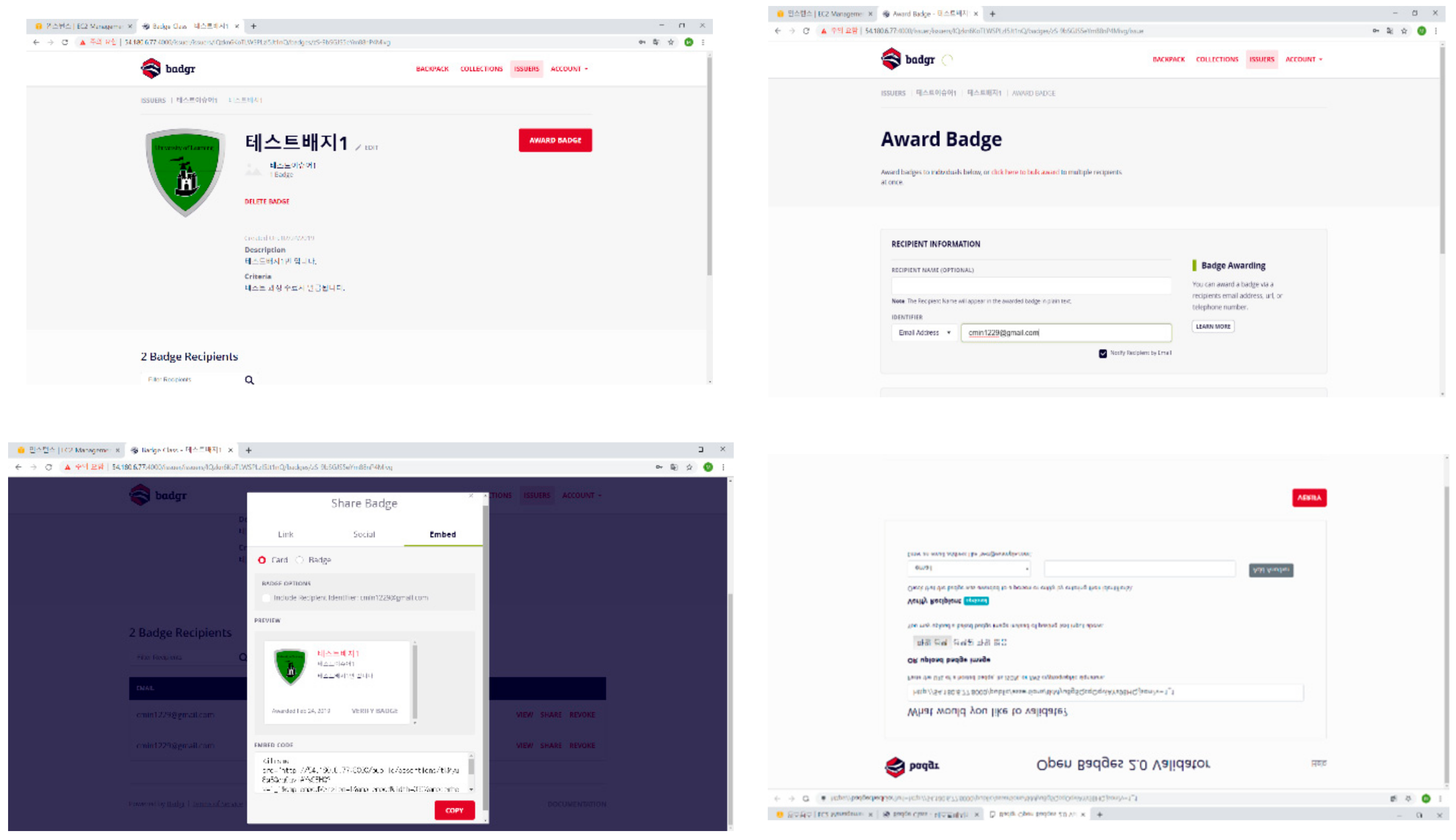 Blockchain-Based Badge Award with Existence Proof
