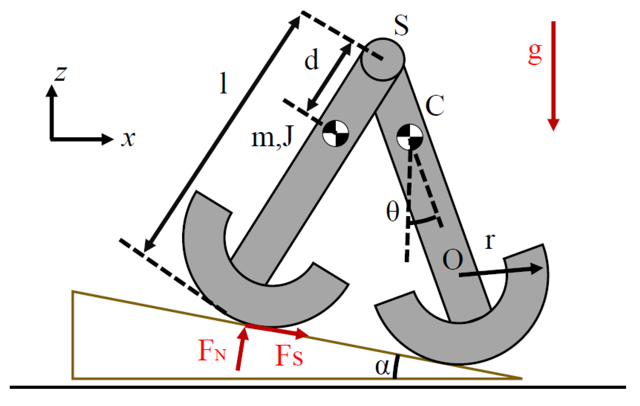 Dynamic Modeling of the Dissipative Contact and Friction Forces of a Passive Biped-Walking Robot
