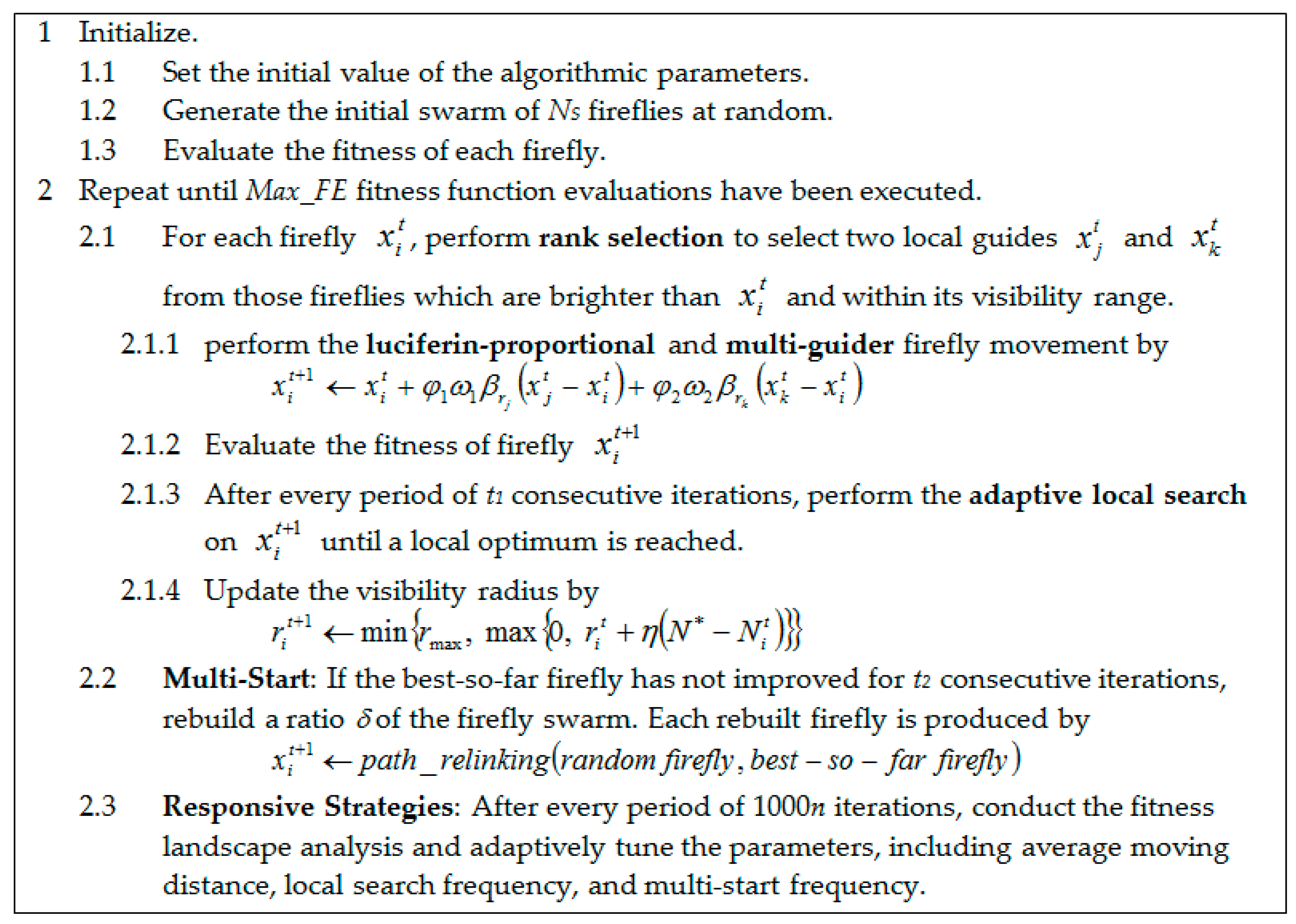 Applied Sciences Free Full Text Cyber Firefly Algorithm Based On Adaptive Memory Programming