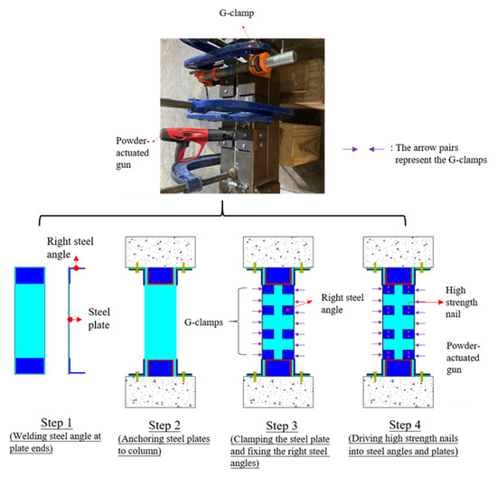 Strengthening Design of RC Columns with Direct Fastening Steel Jackets