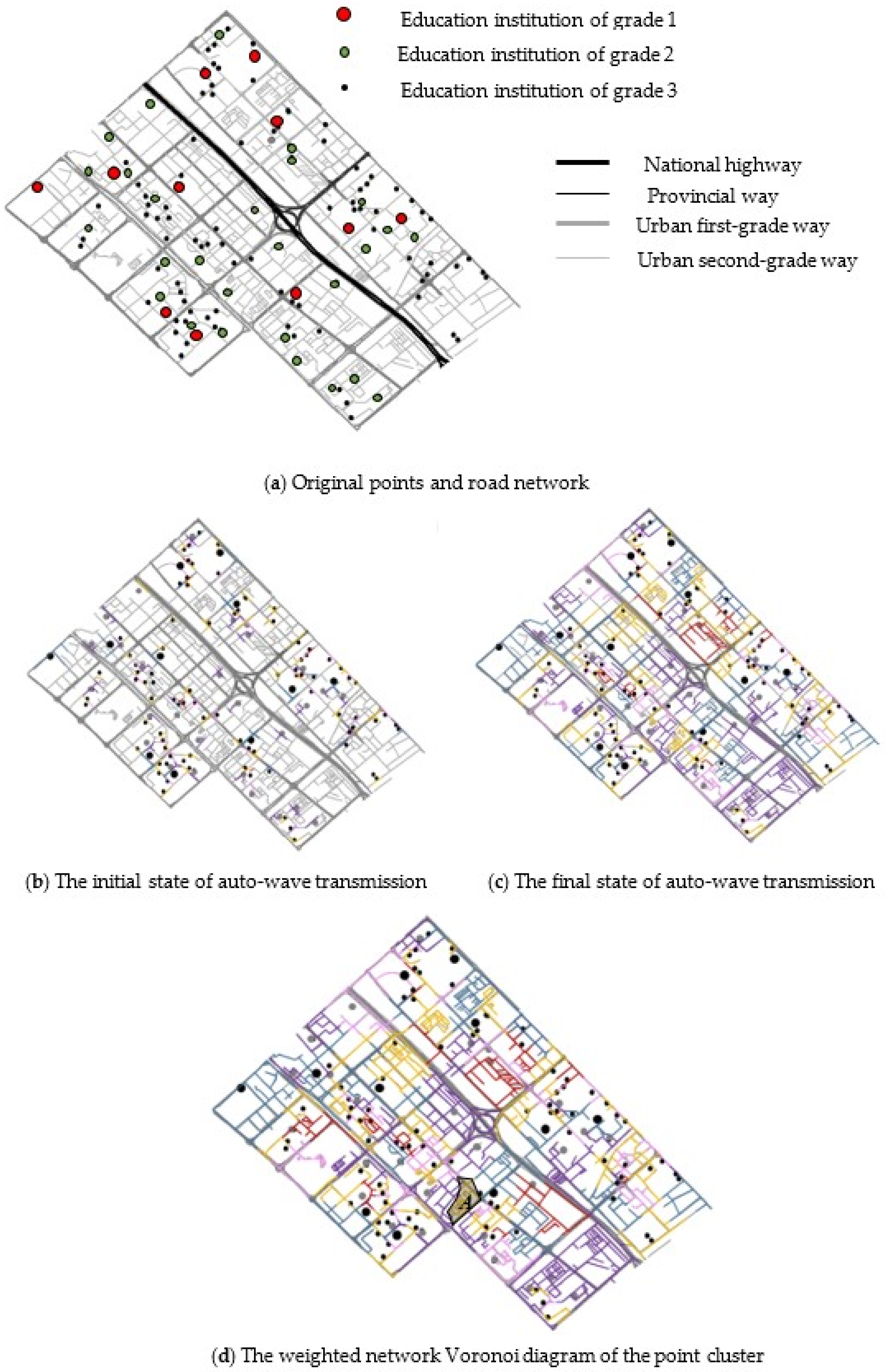An Algorithm to Generate a Weighted Network Voronoi Diagram Based on Improved PCNN