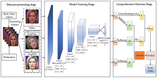Deepfake Detection Algorithm Based on Dual-Branch Data Augmentation and Modified Attention Mechanism