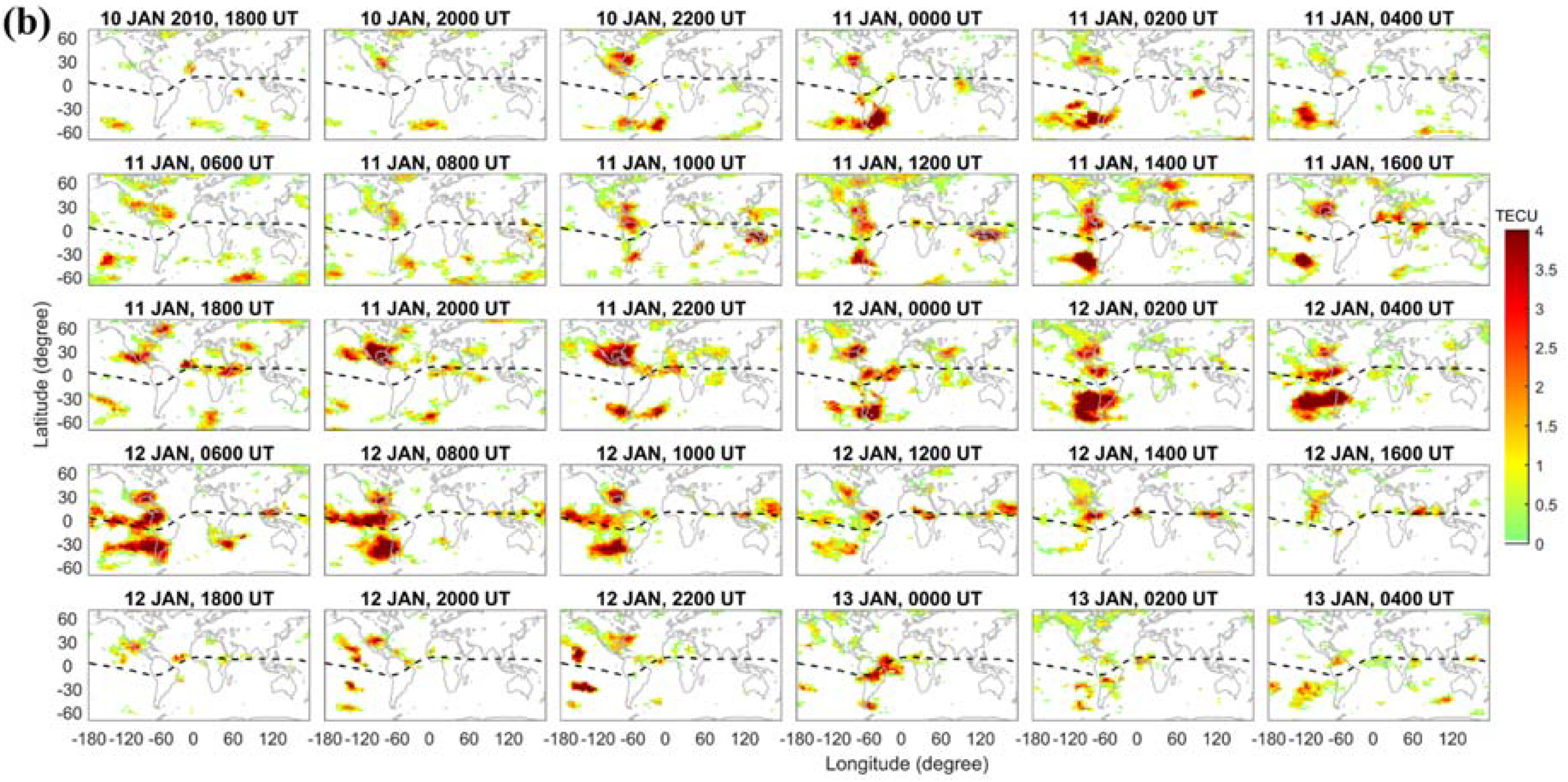 Global Distribution of Persistence of Total Electron Content Anomaly