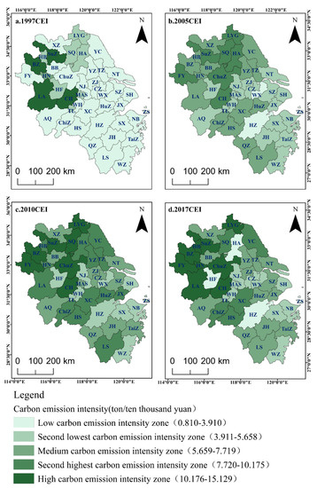 Atmosphere | Free Full-Text | Spatio-Temporal Variation of Carbon Emission Intensity and Spatial ...