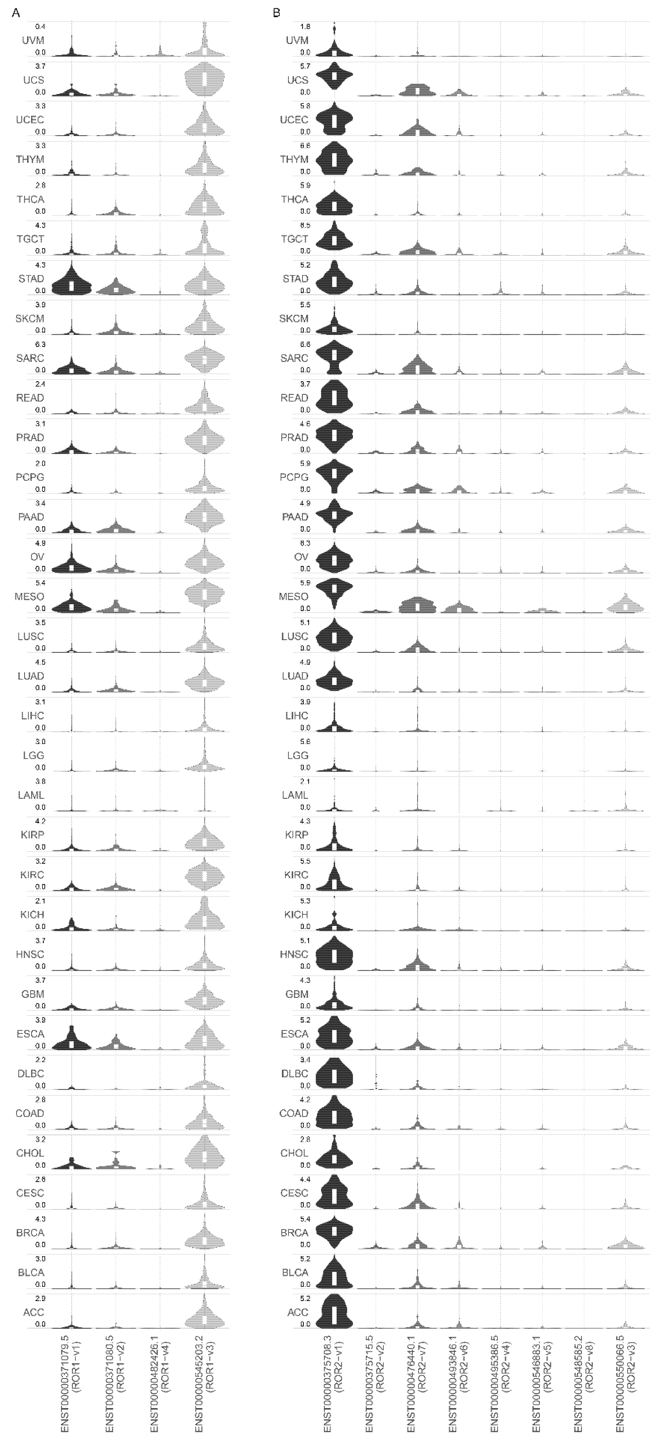 Pan-Tissue and -Cancer Analysis of ROR1 and ROR2 Transcript Variants ...
