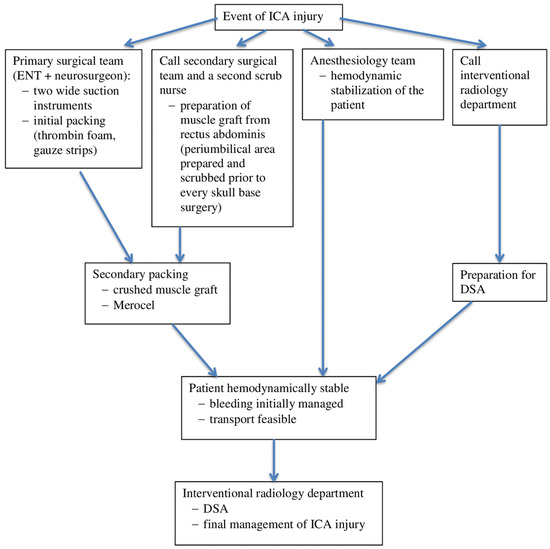 Internal Carotid Injury during Skull Base Surgery—Case Report and a Review of the Literature