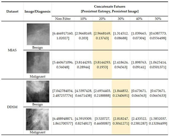 Persistent Homology-Based Machine Learning Method for Filtering and Classifying Mammographic ...