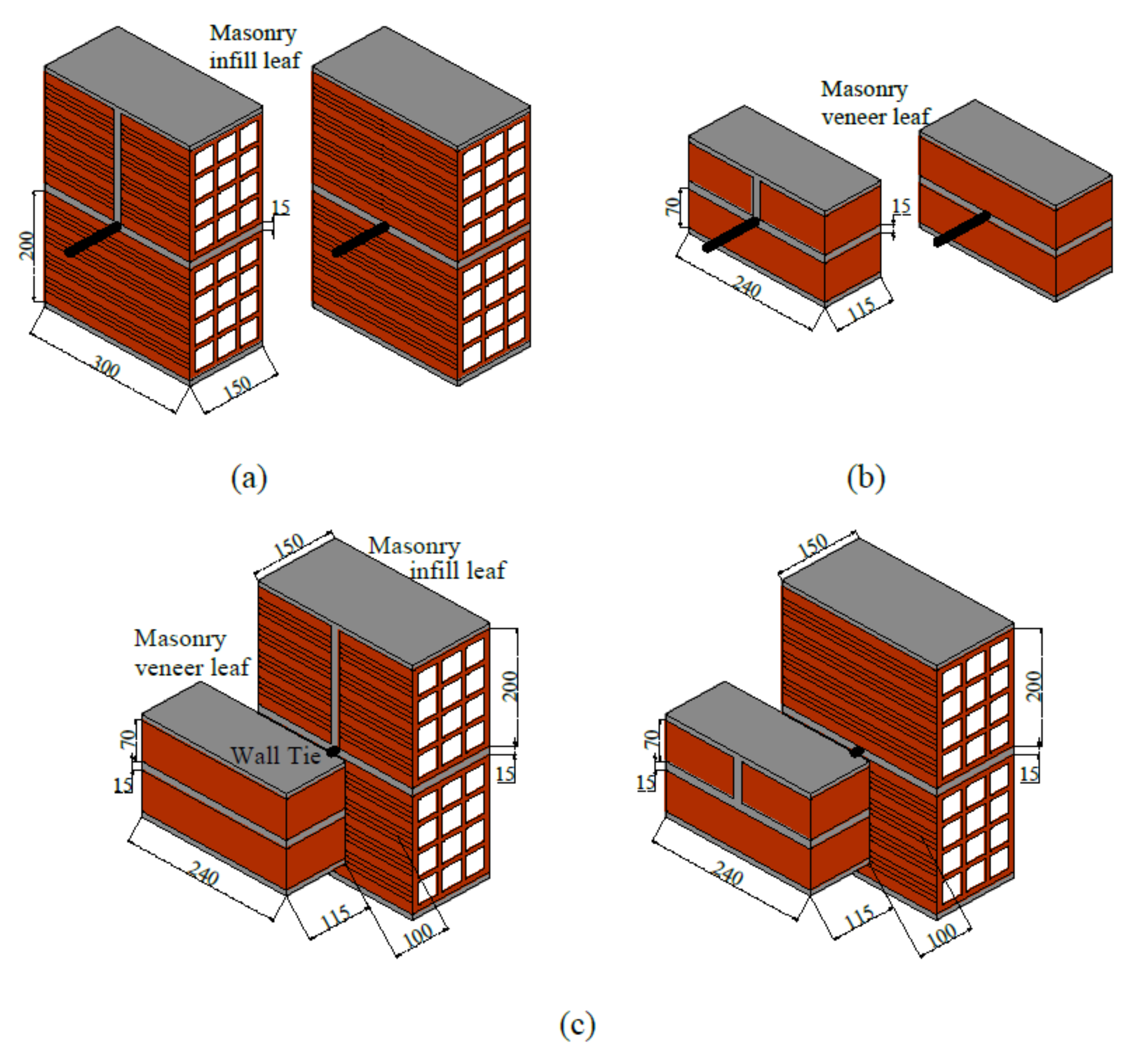 Numerical Simulation of the Tension–Compression Behavior of Tie Connections in Brick Masonry Walls