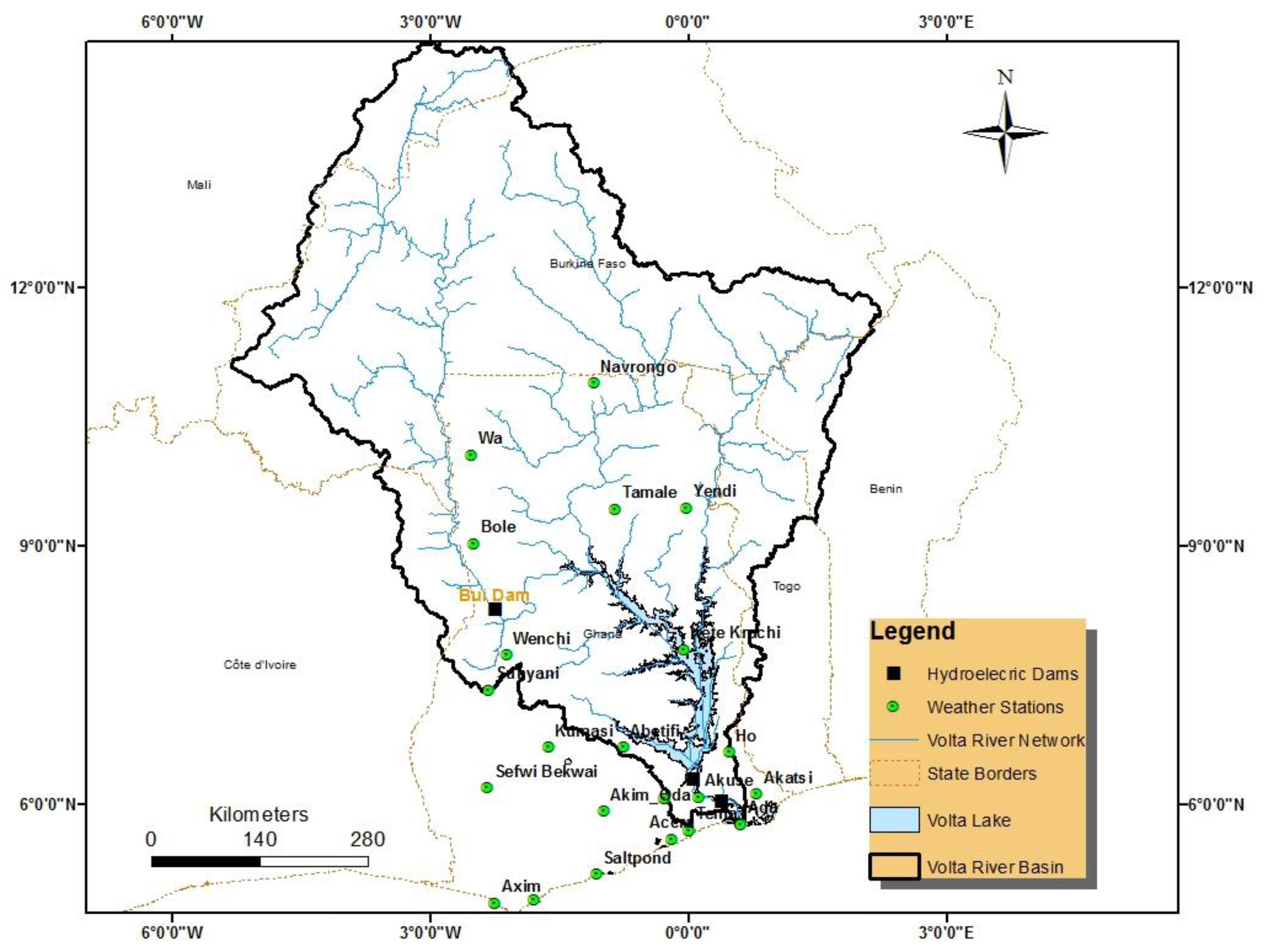 White Volta River Map White Volta River Map