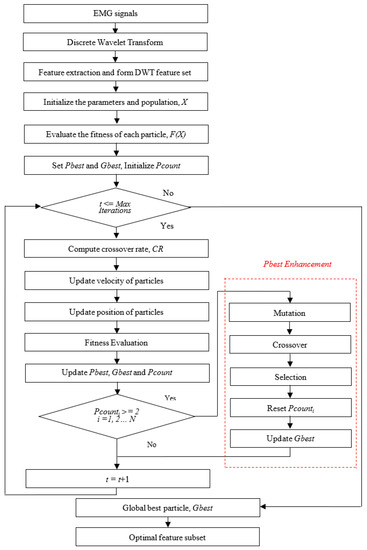 EMG Feature Selection and Classification Using a Pbest-Guide Binary Particle Swarm Optimization