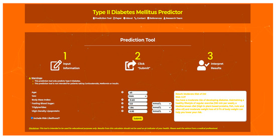 An Online Risk Tool for Predicting Type 2 Diabetes Mellitus