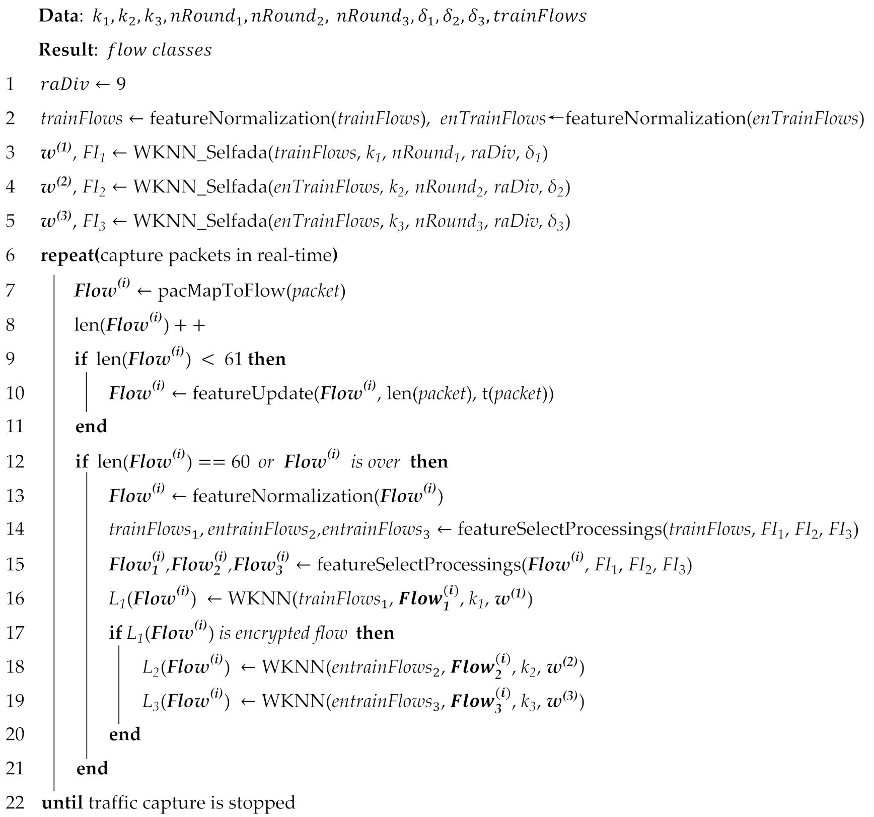 Improved KNN Algorithm for Fine-Grained Classification of Encrypted Network Flow
