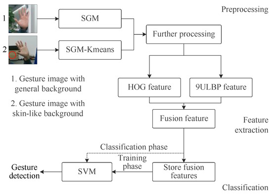 Robust Hand Gesture Recognition Using HOG-9ULBP Features and SVM Model