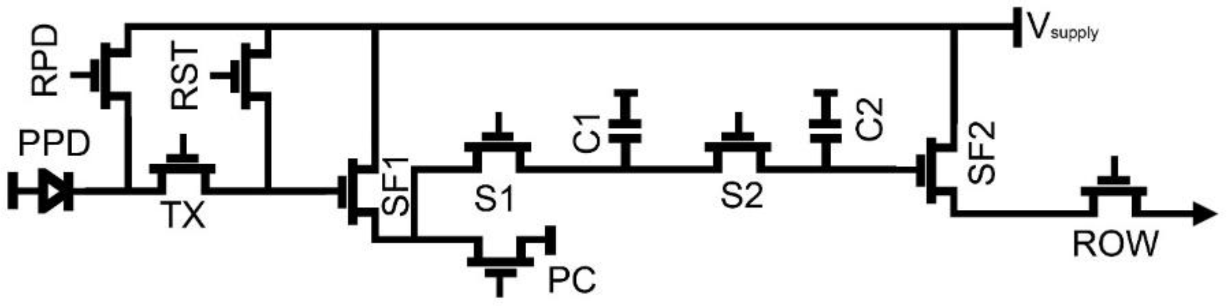 A Novel Low Dark Current 9T Global Shutter Pixel with Merged Active Area