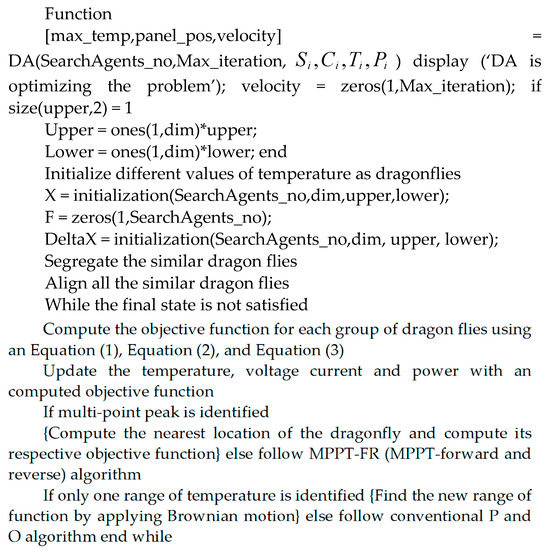 Energies | Free Full-Text | New Gen Controlling Variable Using Dragonfly Algorithm in PV Panel