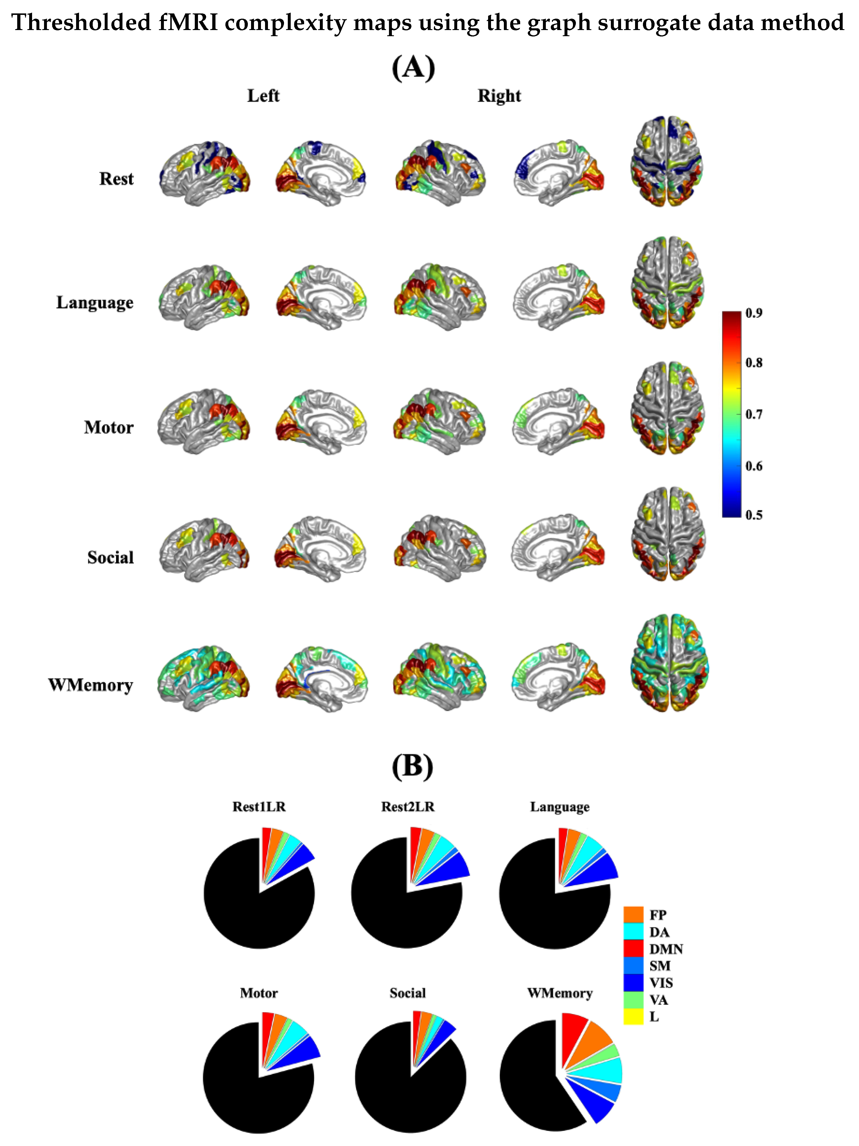 On the Spatial Distribution of Temporal Complexity in Resting State and Task Functional MRI