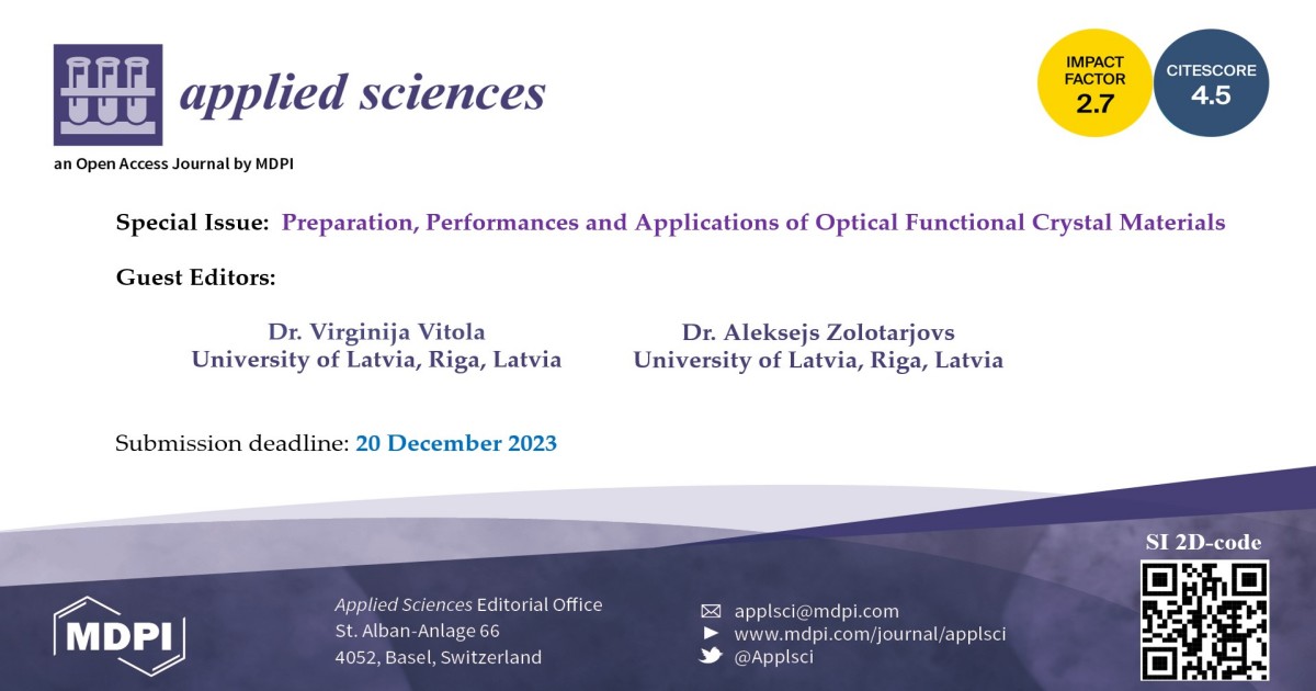 Applied Sciences | Special Issue : Preparation, Performances and Applications of Optical ...