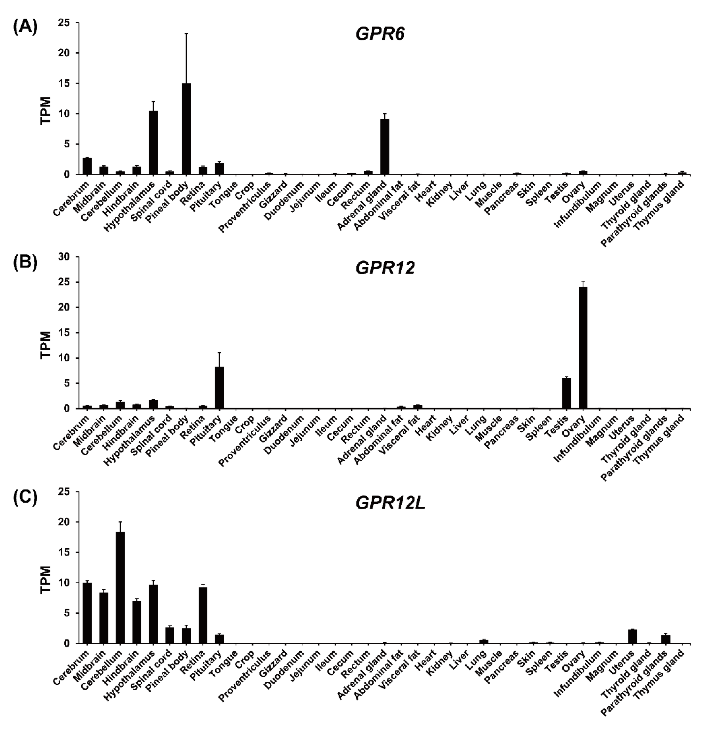 Characterization of Four Orphan Receptors (GPR3, GPR6, GPR12 and GPR12L) in Chickens and Ducks ...