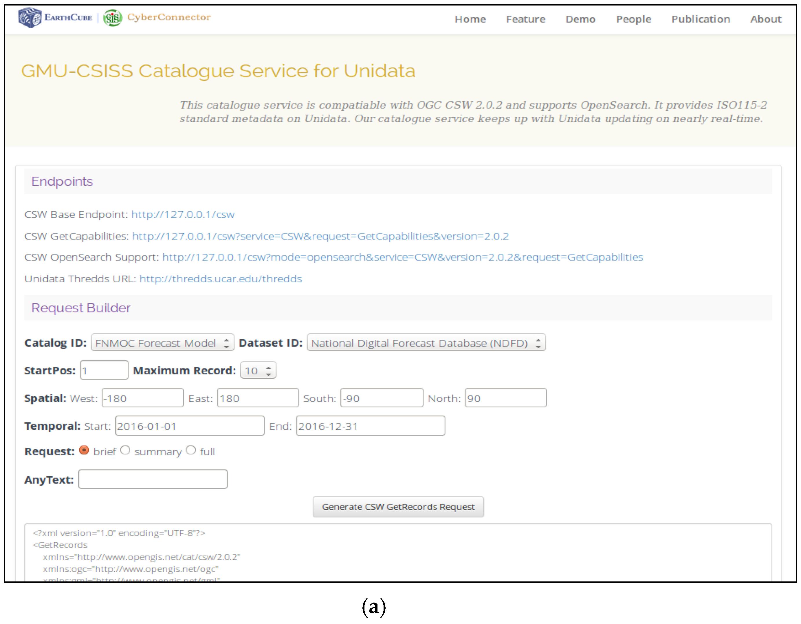 Near-Real-Time OGC Catalogue Service for Geoscience Big Data