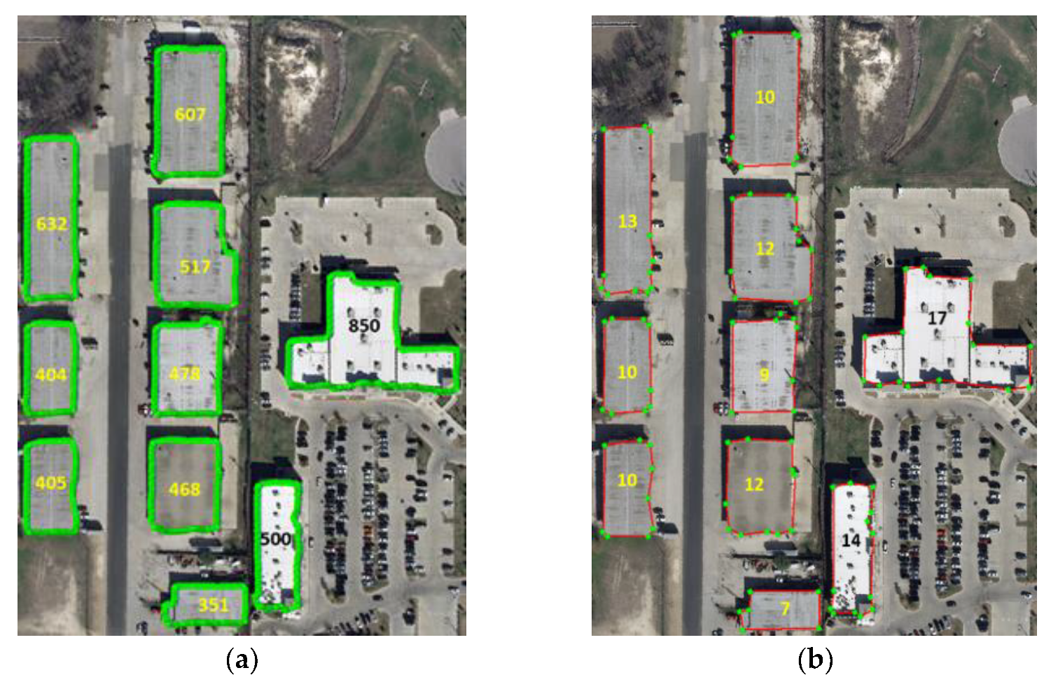 Automatic Building Detection with Polygonizing and Attribute Extraction from High-Resolution Images