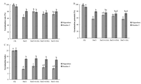 Exogenous SA Affects Rice Seed Germination under Salt Stress by ...