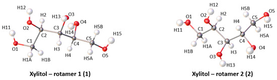 Rotamers in Crystal Structures of Xylitol, D-Arabitol and L-Arabitol