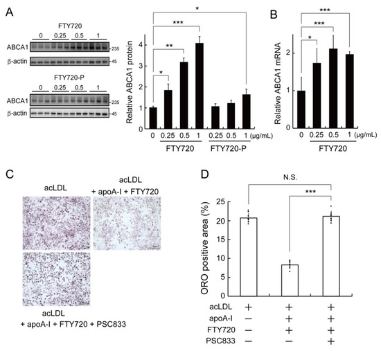FTY720 Reduces Lipid Accumulation by Upregulating ABCA1 through Liver X ...