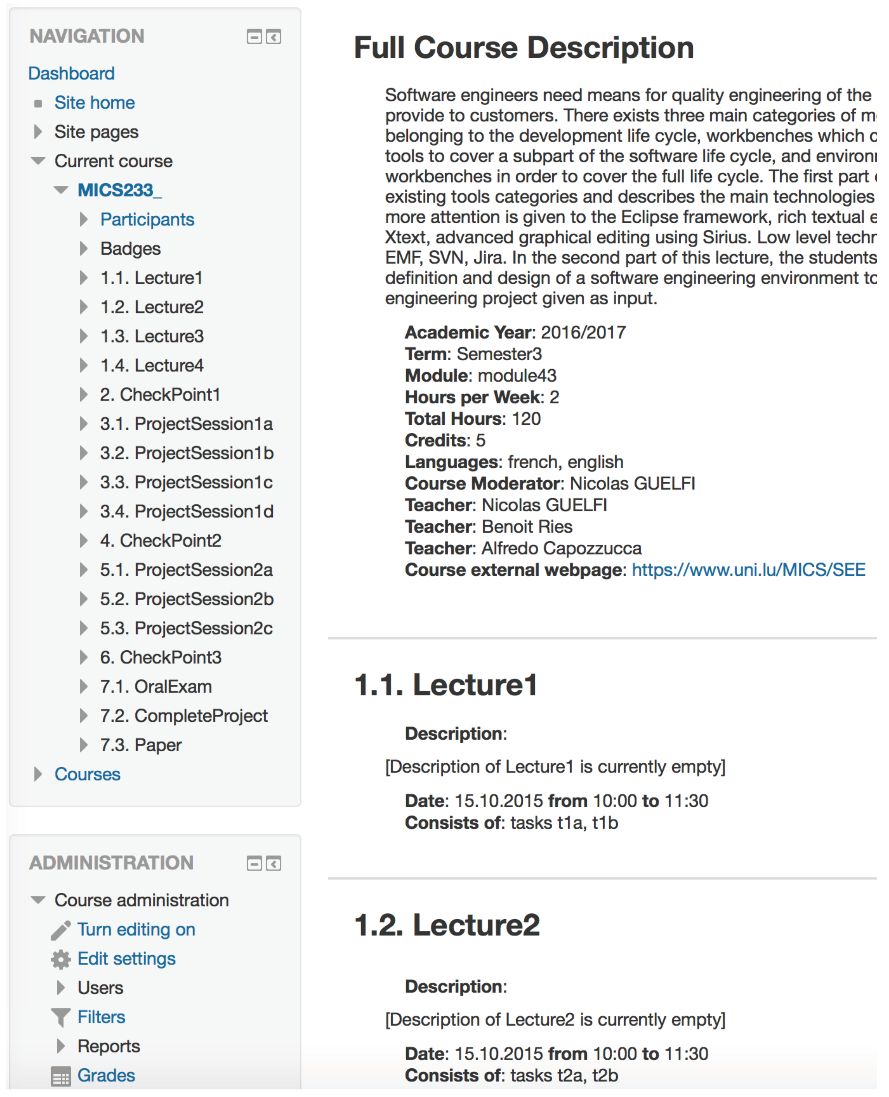 TESMA: Requirements and Design of a Tool for Educational Programs