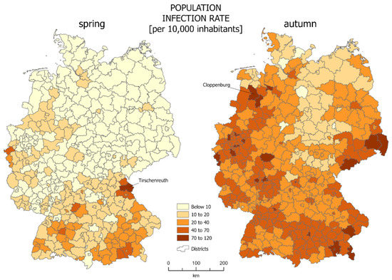 Modeling of Various Spatial Patterns of SARS-CoV-2: The Case of Germany