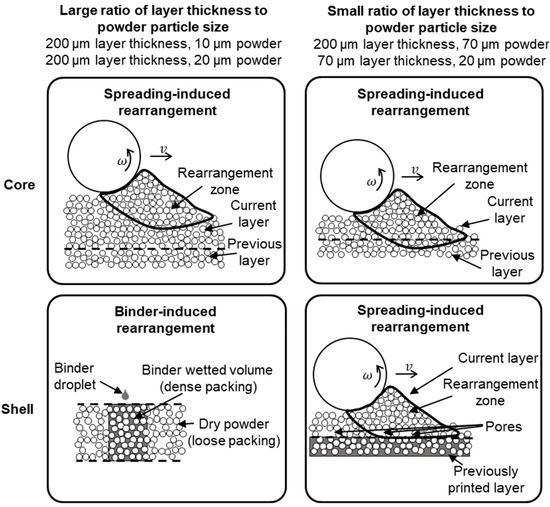 Binder Jetting Additive Manufacturing: Powder Packing in Shell Printing