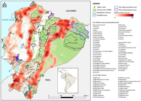 Deforestation in Continental Ecuador with a Focus on Protected Areas