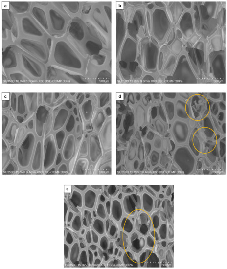 Morphological Features of PUR-Wood Particle Composite Foams