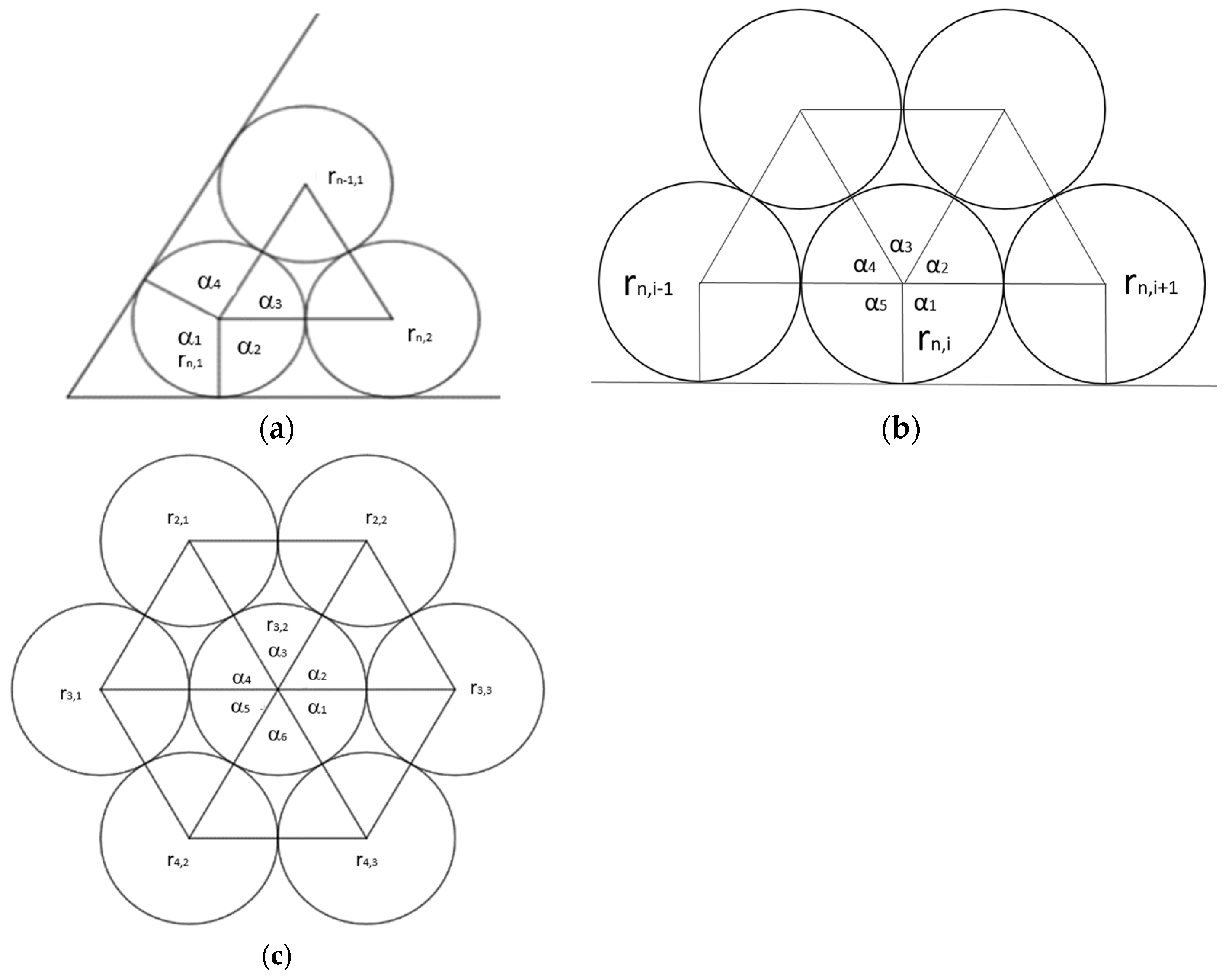 The Various Radii Circle Packing Problem in a Triangle