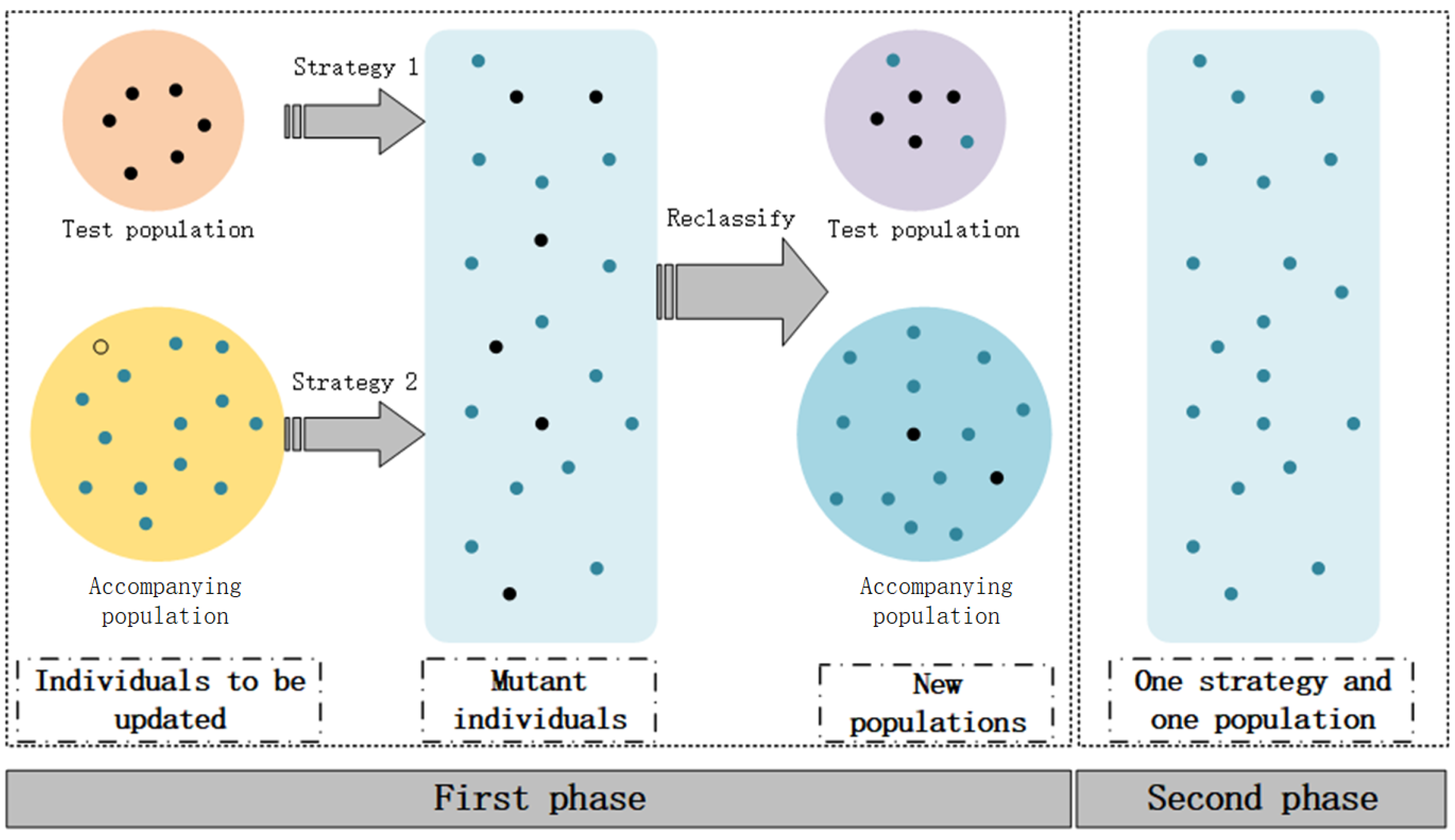 A Two-Stage Adaptive Differential Evolution Algorithm with Accompanying Populations