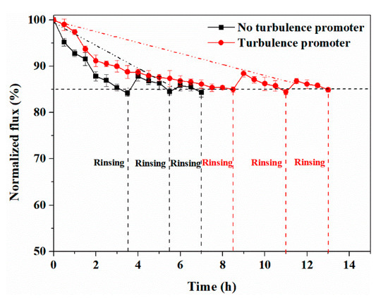 Study of Turbulence Promoters in Prolonging Membrane Life