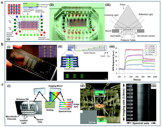 Microfluidics-Based Plasmonic Biosensing System Based on Patterned Plasmonic Nanostructure Arrays