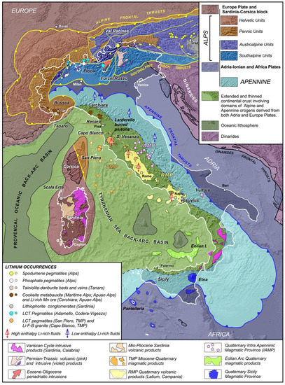 Lithium Occurrence in Italy—An Overview