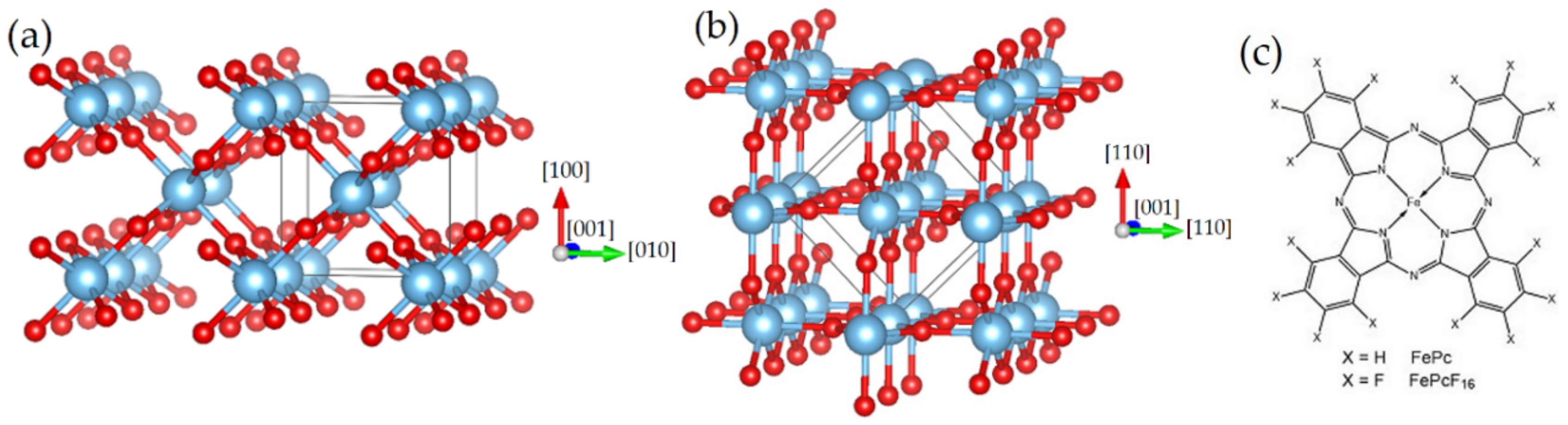 FePc and FePcF16 on Rutile TiO2(110) and (100): Influence of the ...