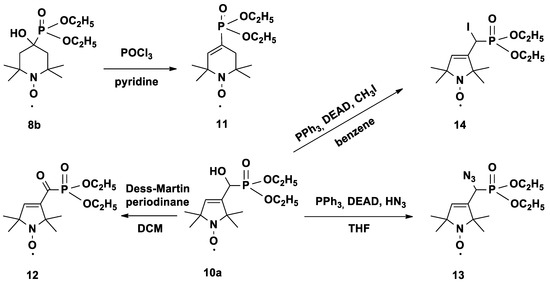 Syntheses and Reactions of Pyrroline, Piperidine Nitroxide Phosphonates