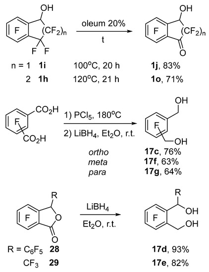 Carbonylation of Polyfluorinated 1-Arylalkan-1-ols and Diols in Superacids