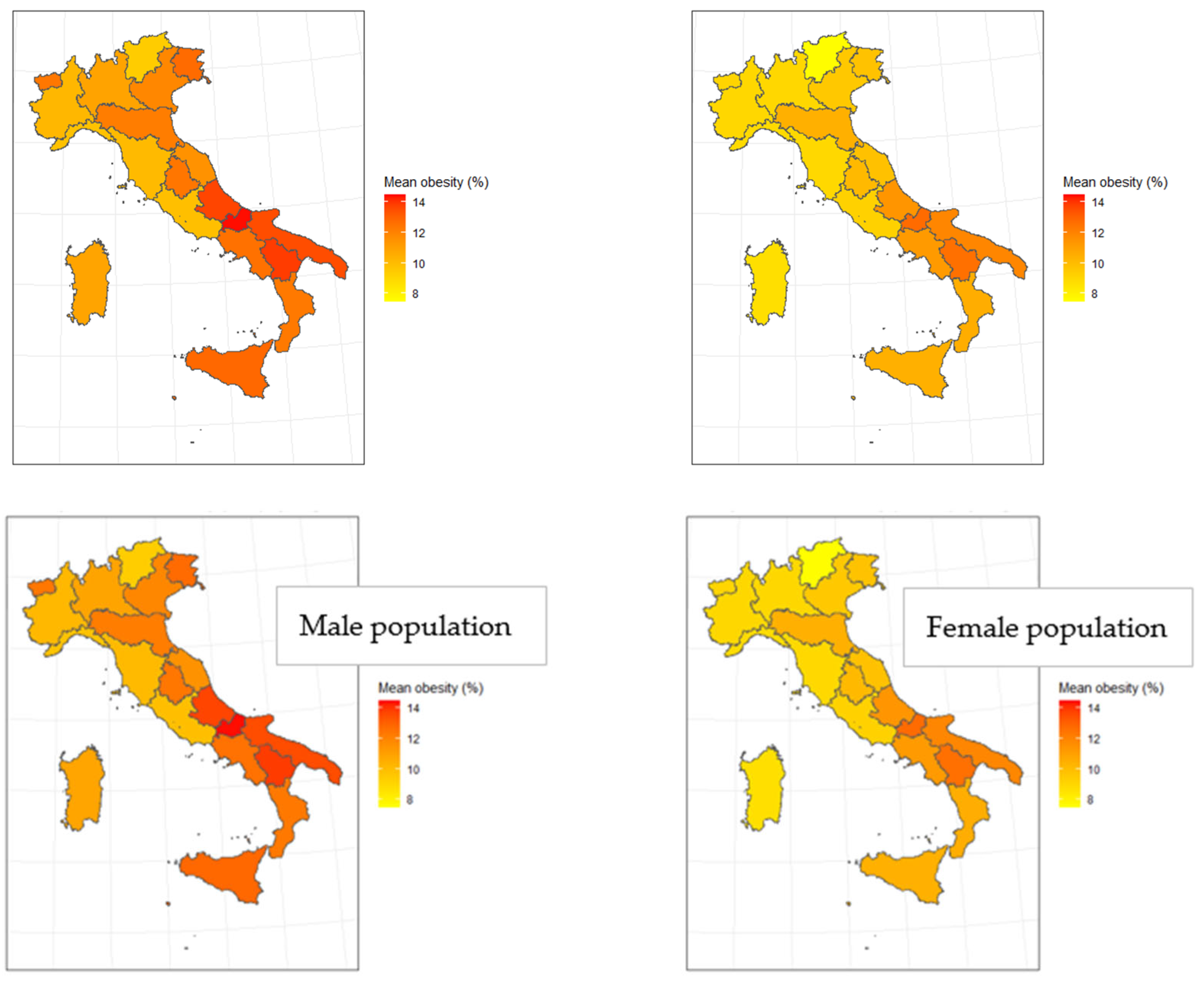 Spatiotemporal Analysis of Obesity: The Case of Italian Regions