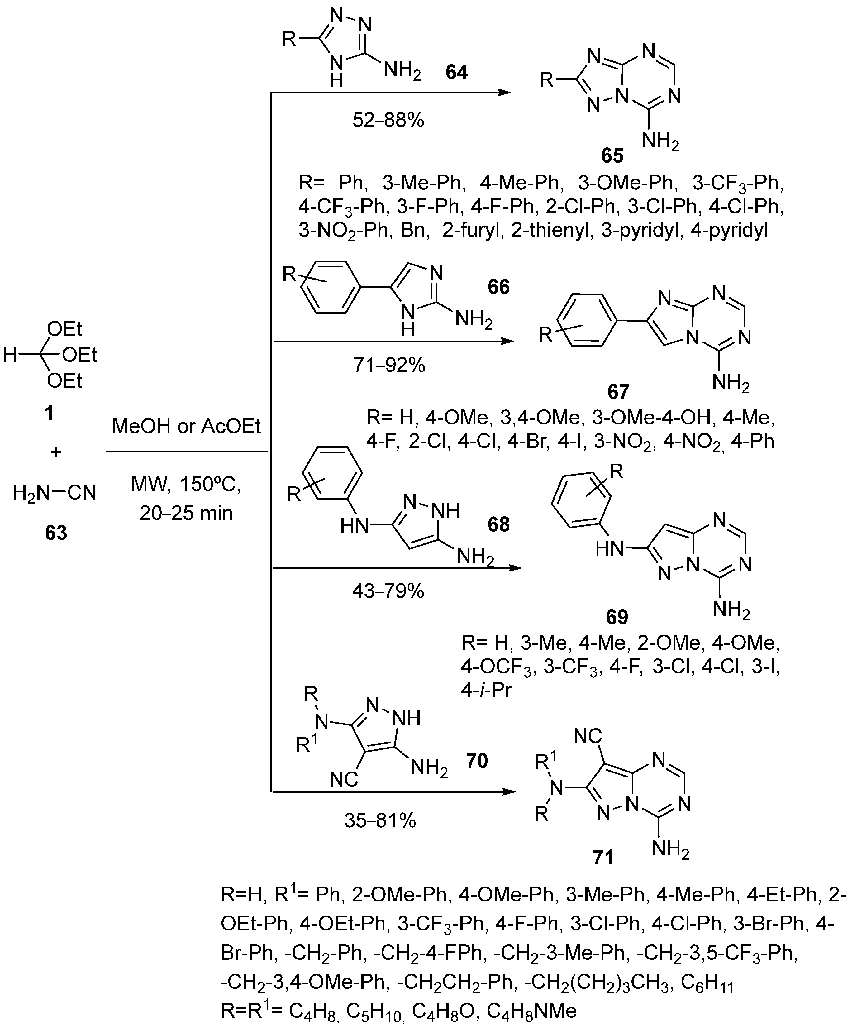One-Pot Reactions of Triethyl Orthoformate with Amines