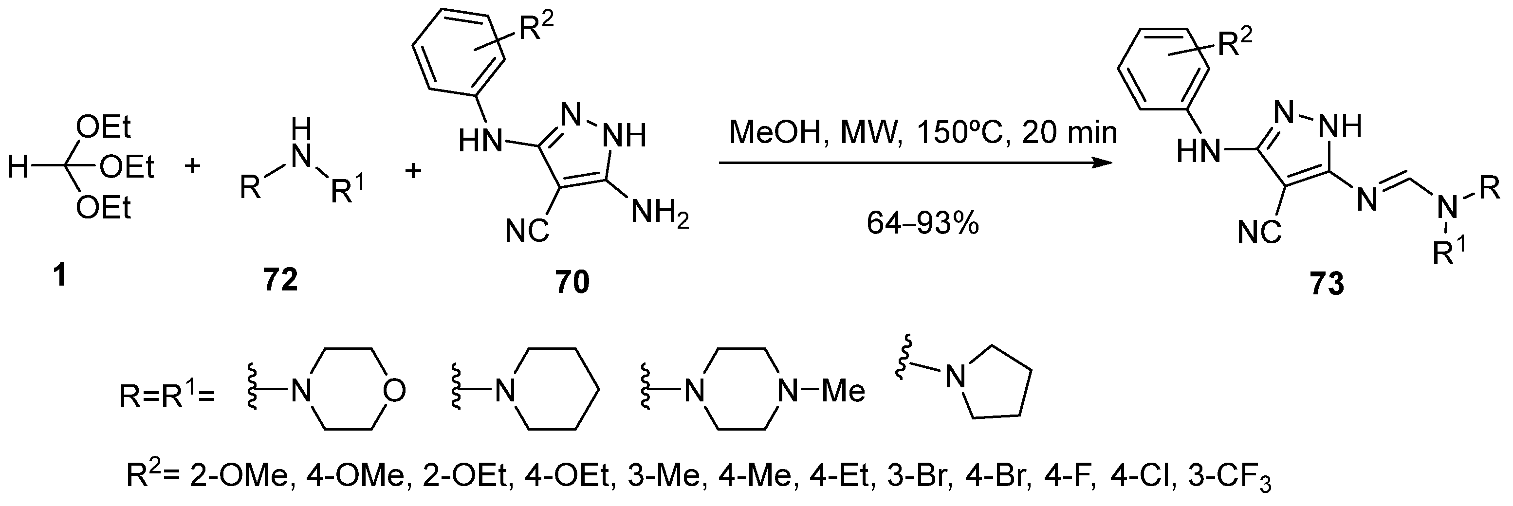 One-Pot Reactions of Triethyl Orthoformate with Amines