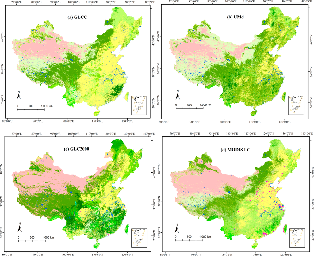 Assessing Consistency of Five Global Land Cover Data Sets in China