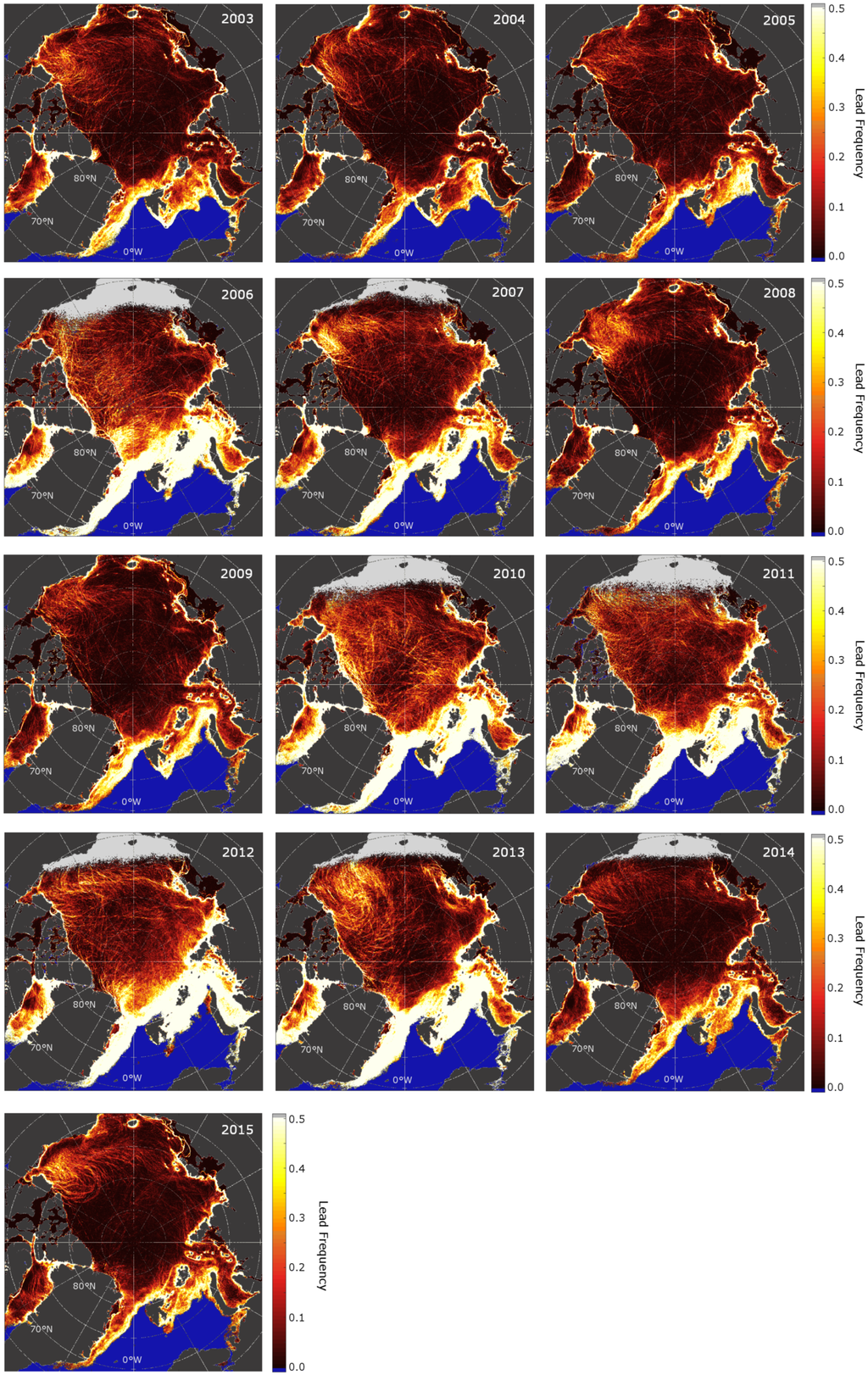 Sea-Ice Wintertime Lead Frequencies and Regional Characteristics in the ...