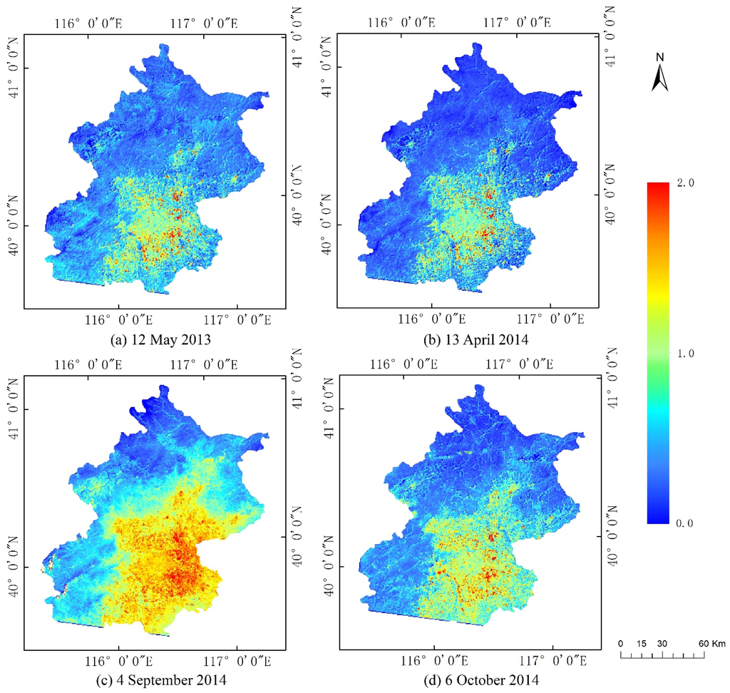 Aerosol Optical Depth Retrieval over Bright Areas Using Landsat 8 OLI Images