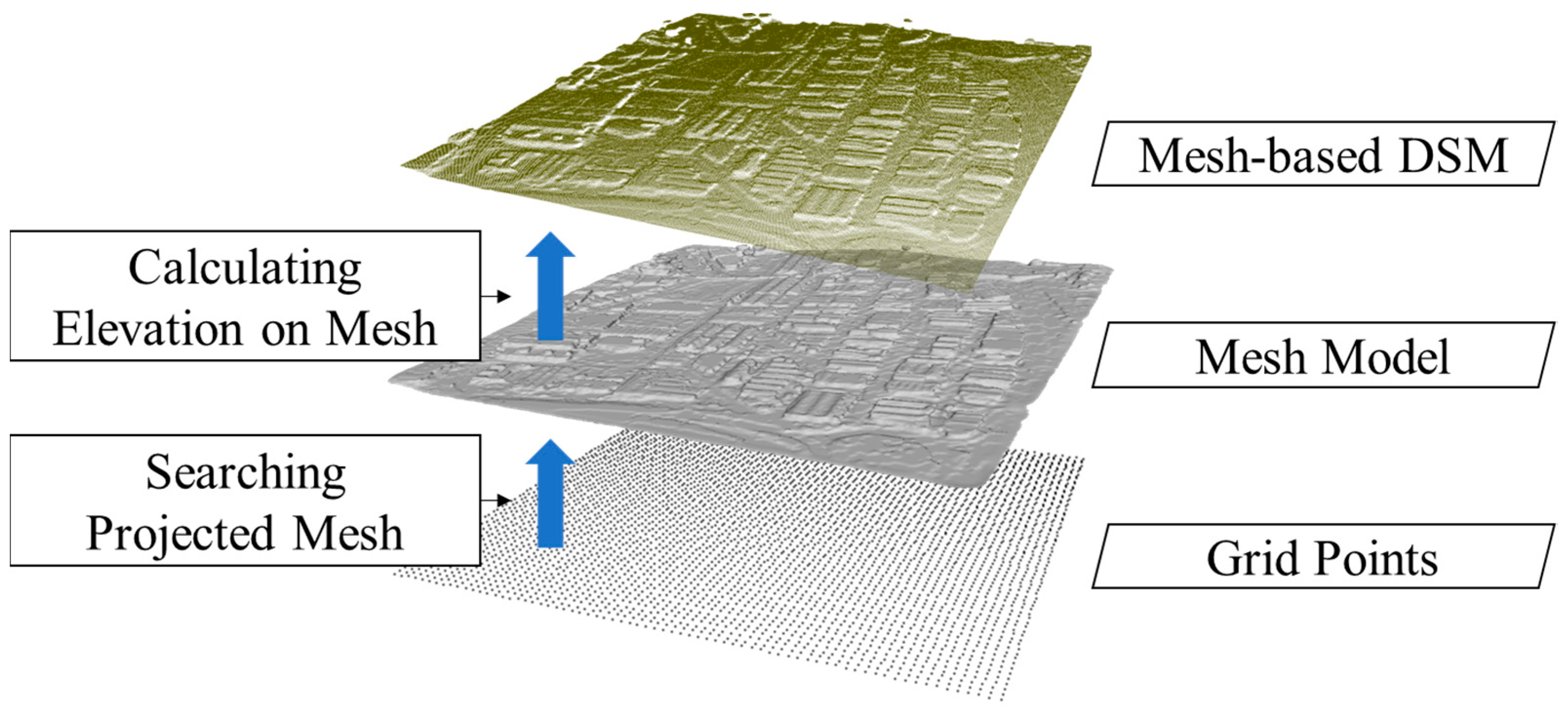 Digital Surface Model Interpolation Based on 3D Mesh Models